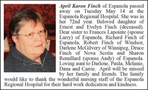 Obituary – April Karen Finch | Around and About