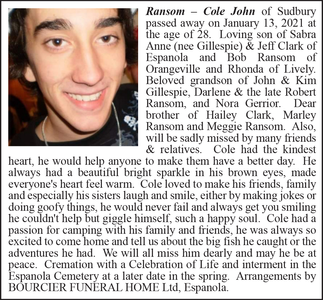 Obituary – Ransom, Cole John | Around and About