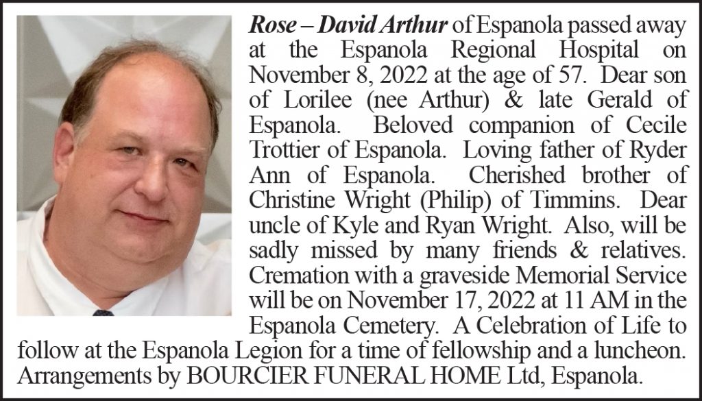 Obituary – David, Arthur Rose | Around and About