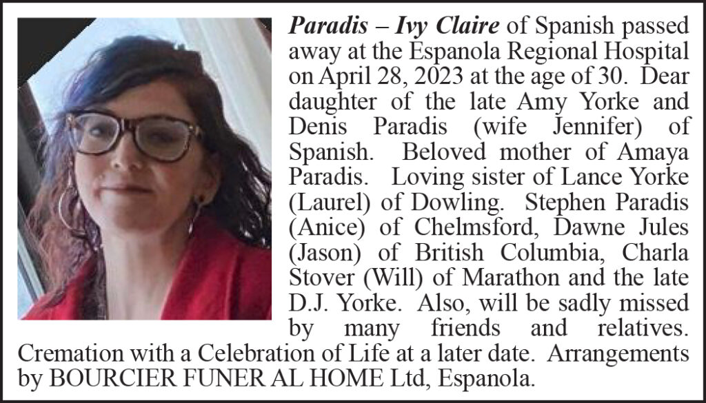 Obituary – Paradis, Ivy Claire | Around and About