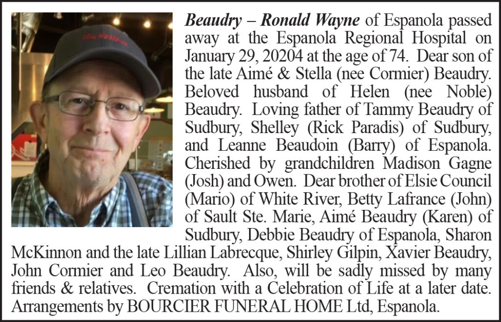 Obituary – Beaudry, Ronald Wayne | Around and About