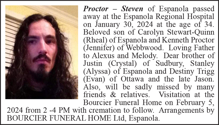 Obituary – Proctor, Steven | Around and About